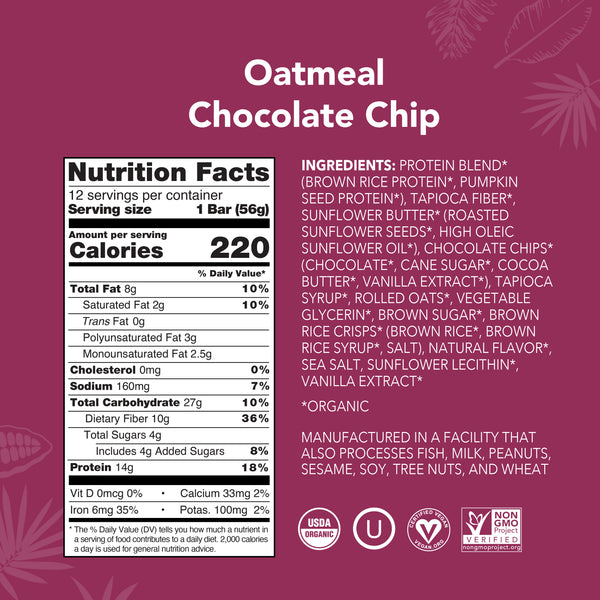 Oatmeal Chocolate Chip Protein Bar - ALOHA